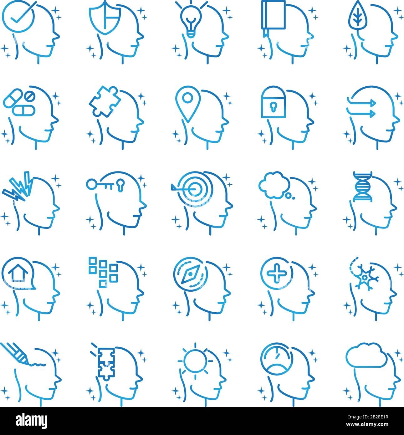 alzheimers disease neurological brain medical condition icons set ...