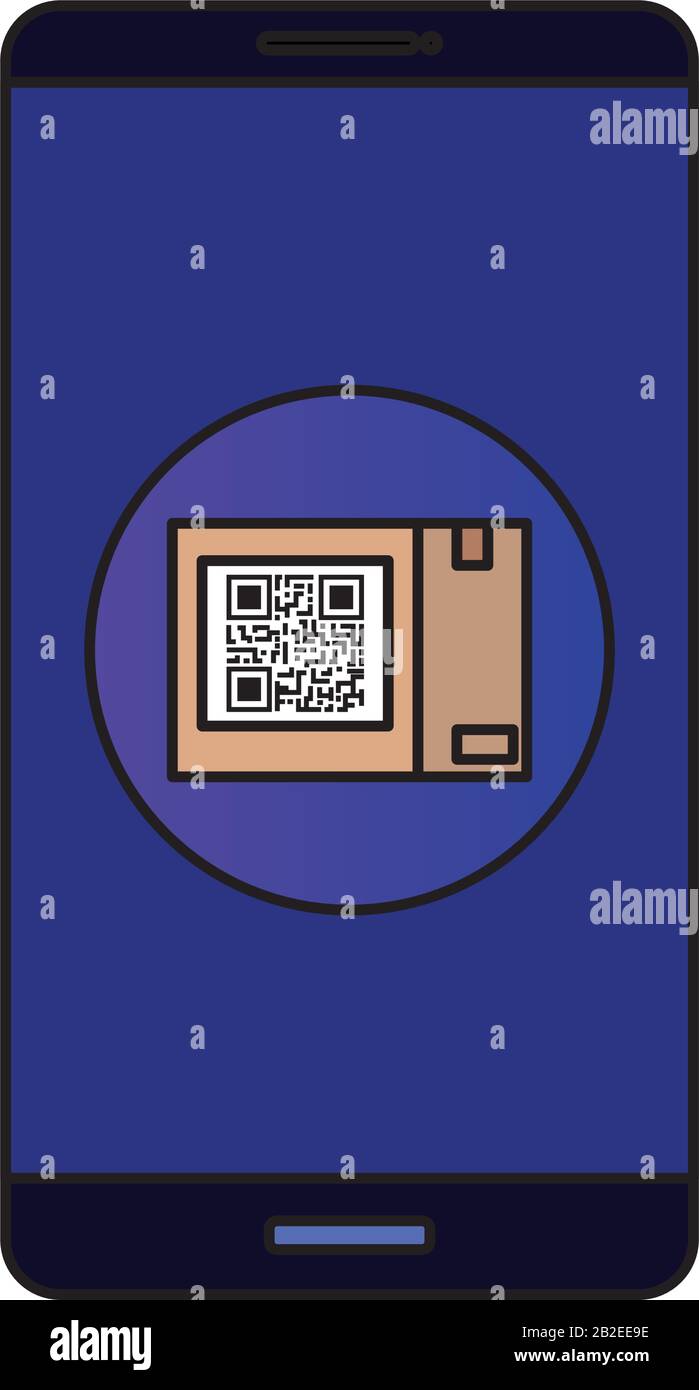 qr code box inside smarpthone vector design Stock Vector Image & Art ...
