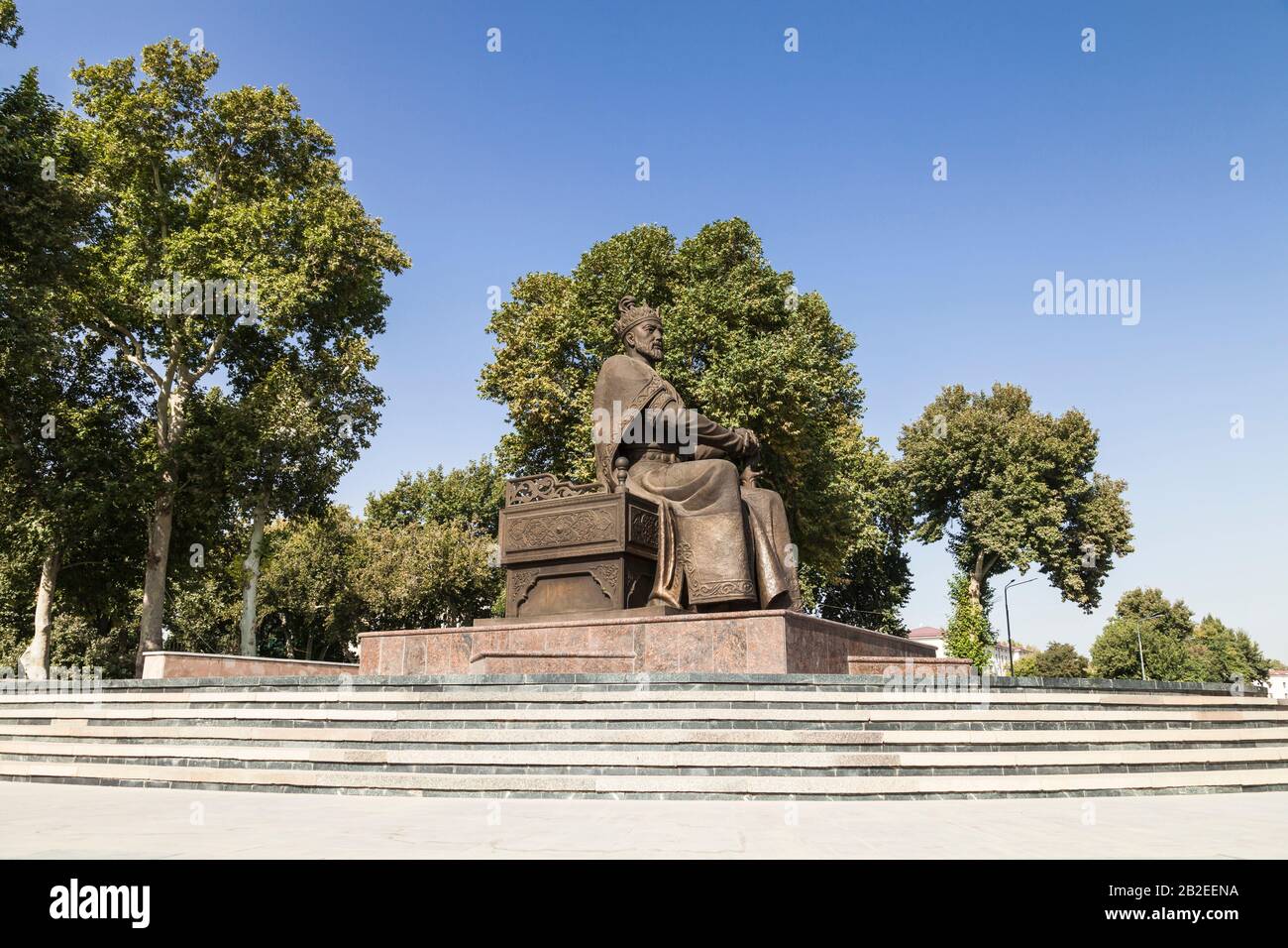 Statue of the king Timur, near Gur e Amir, Samarkand, Uzbekistan ...