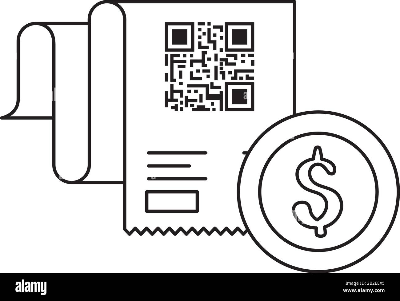 qr code receipt paper and dollar coin vector design Stock Vector Image ...