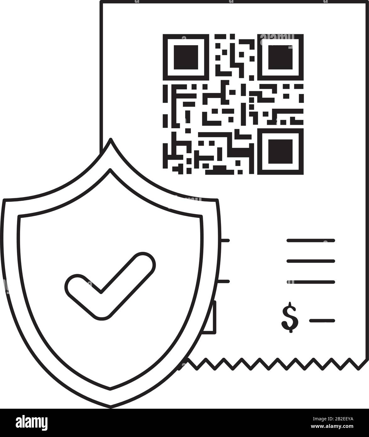 qr code receipt paper and shield vector design Stock Vector Image & Art ...