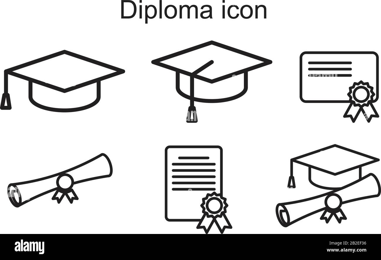 Diploma icon template black color editable. Diploma icon symbol Flat ...