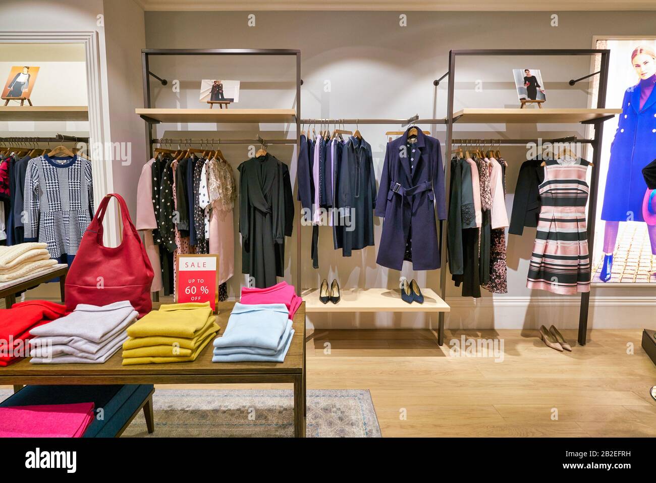 HONG KONG, CHINA - CIRCA JANUARY, 2019: clothing on display at Hobbs ...