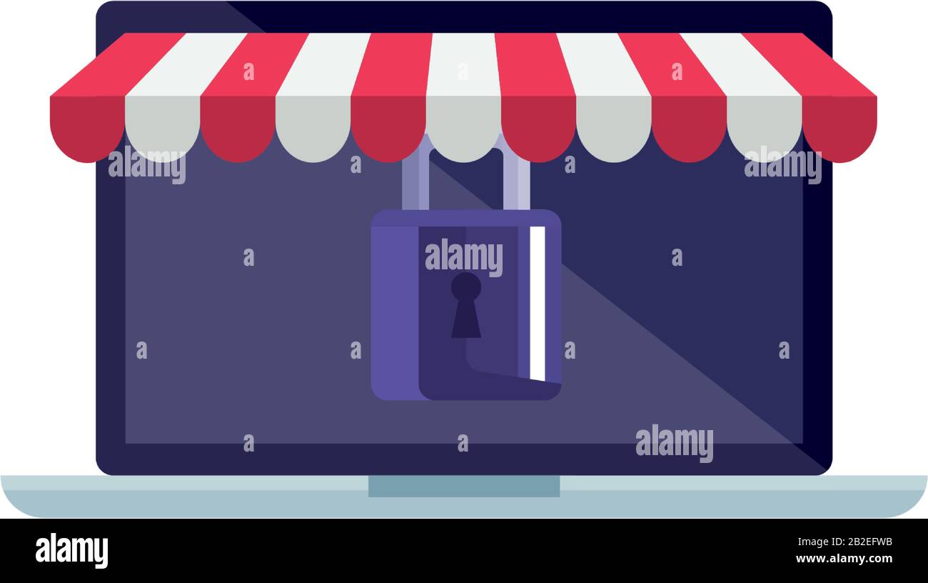 Isolated laptop with tent and padlock vector design Stock Vector Image ...