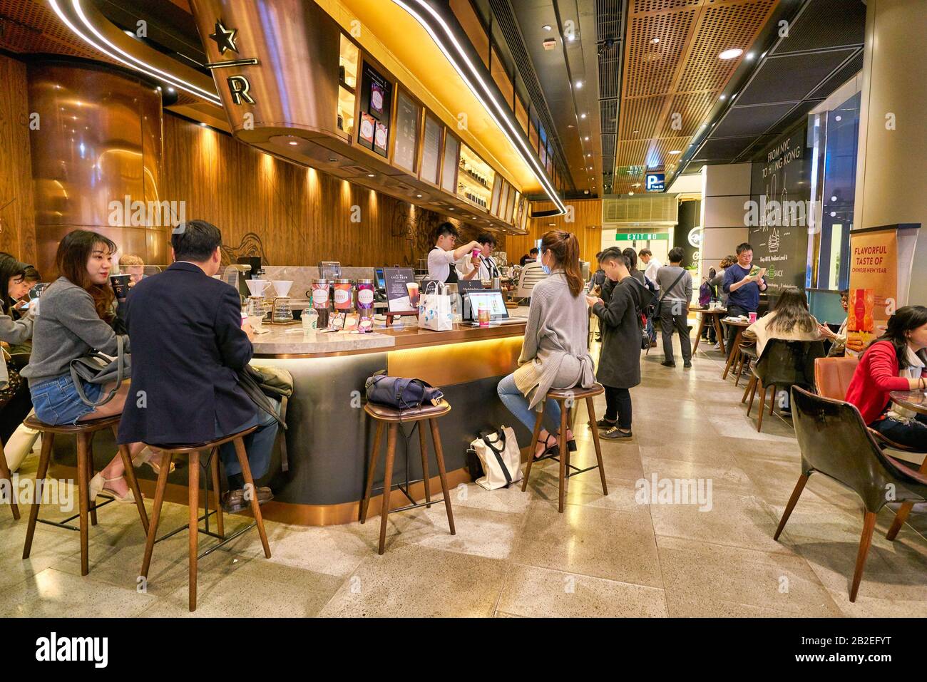 HONG KONG, CHINA - JANUARY 22, 2019: interior shot of Starbucks Coffee ...
