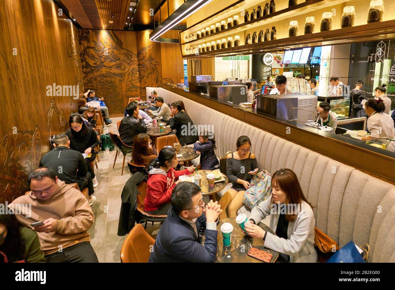 HONG KONG, CHINA - JANUARY 22, 2019: interior shot of Starbucks Coffee ...