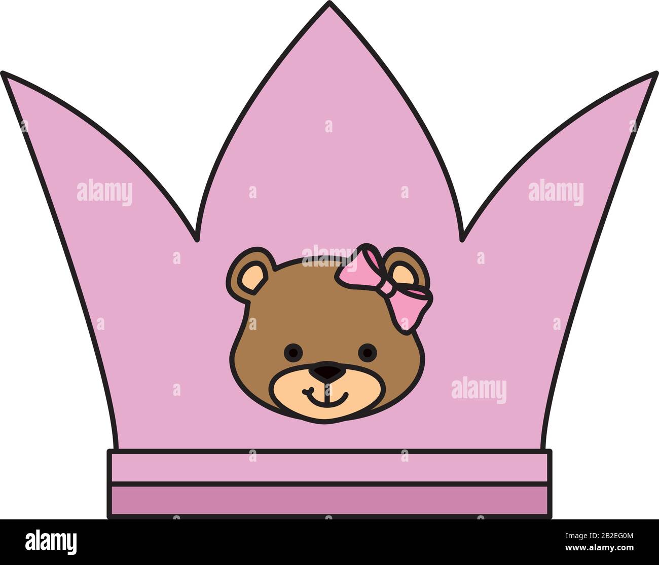 face of cute teddy bear female in crown Stock Vector Image & Art - Alamy