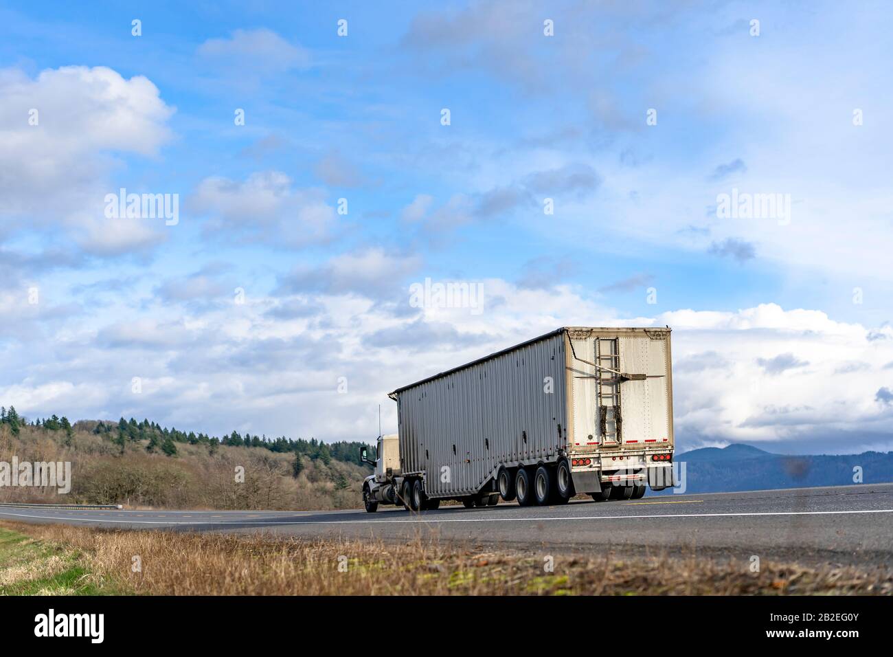 Industrial transportation Big rig classic semi truck with powerful ...