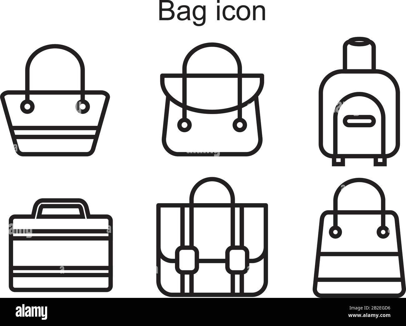 Bag icon template black color editable. Bag icon symbol Flat vector ...