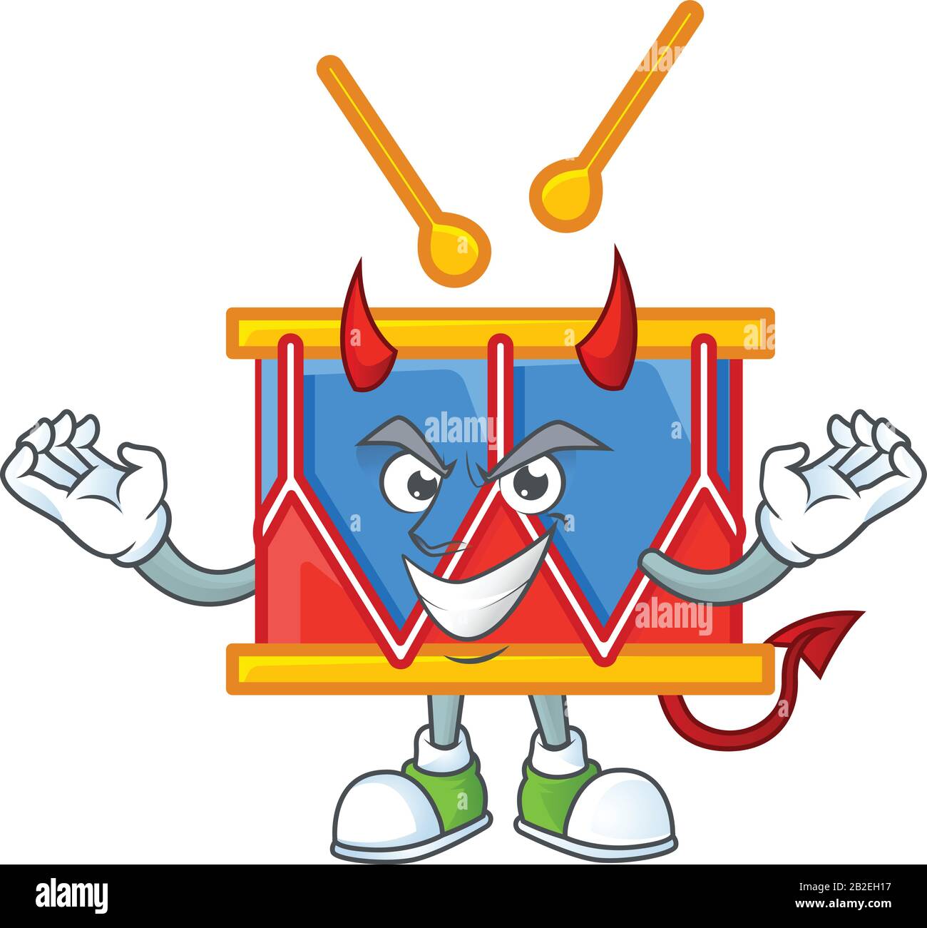 A cruel devil independence day drum Cartoon character design Stock ...