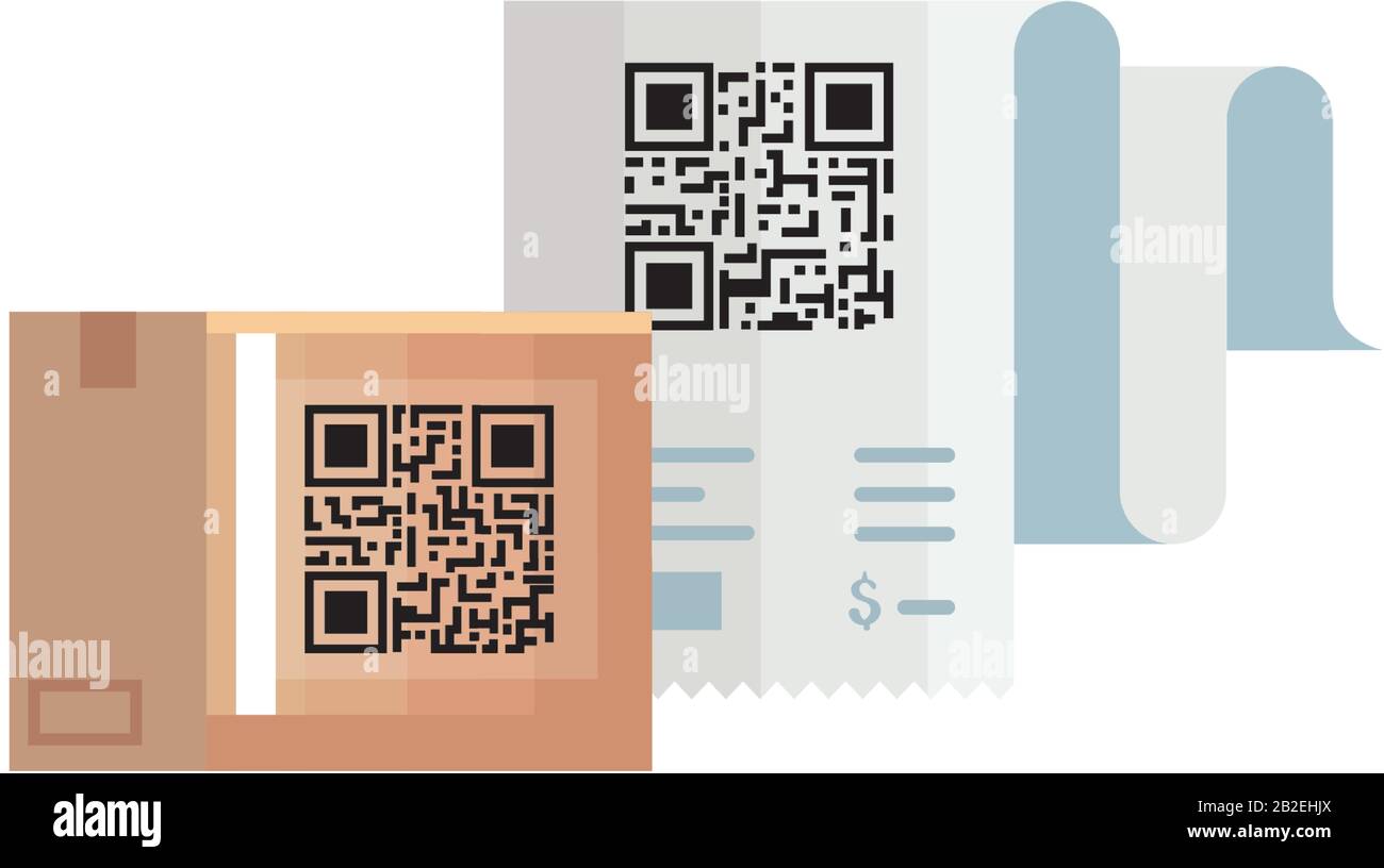 qr code receipt paper and box vector design Stock Vector Image & Art ...