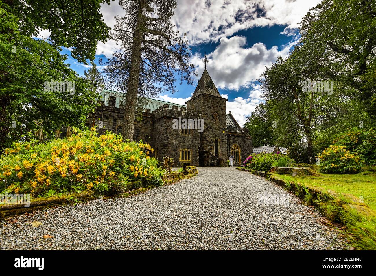 Ancient Scottish medieval buildings and beautiful landscape of ...