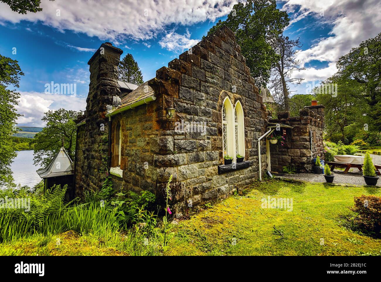 Ancient Scottish medieval buildings and beautiful landscape of ...