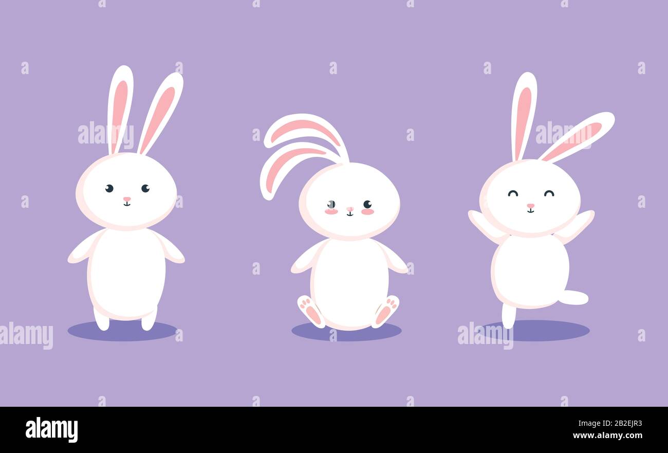 group of cute rabbits icons Stock Vector Image & Art - Alamy