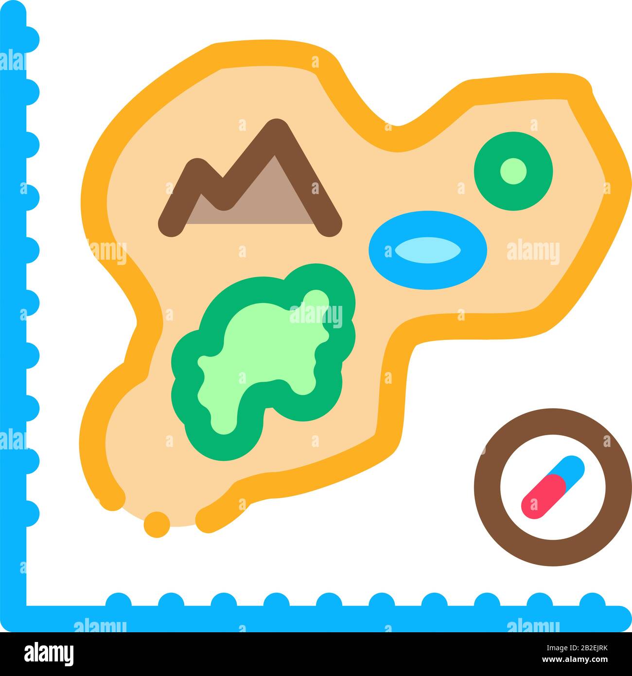Map Of Island, Cartography Icon Thin Line Vector Stock Vector Image ...