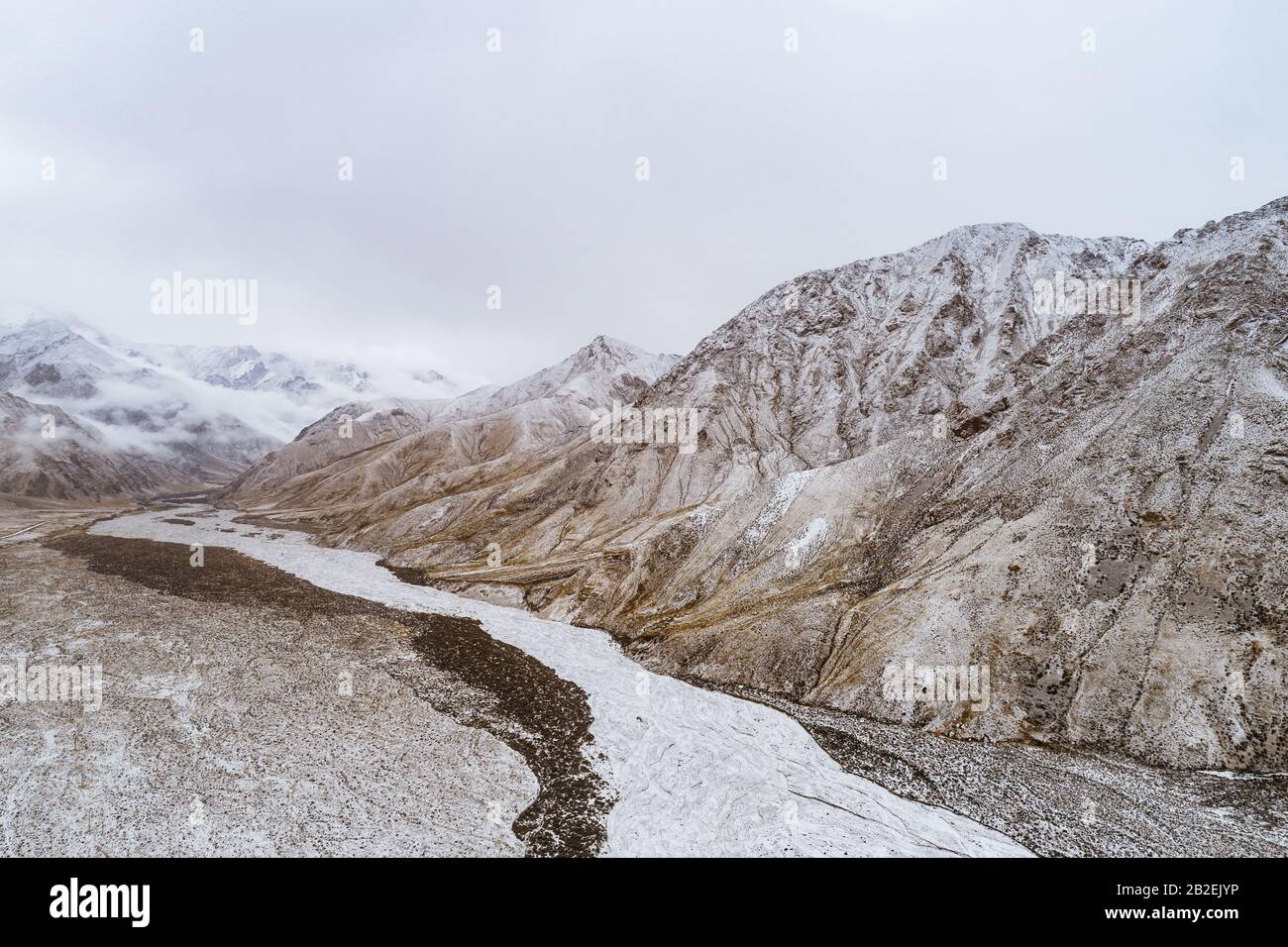 landscape with the barren mountain which is covered with ice Stock ...