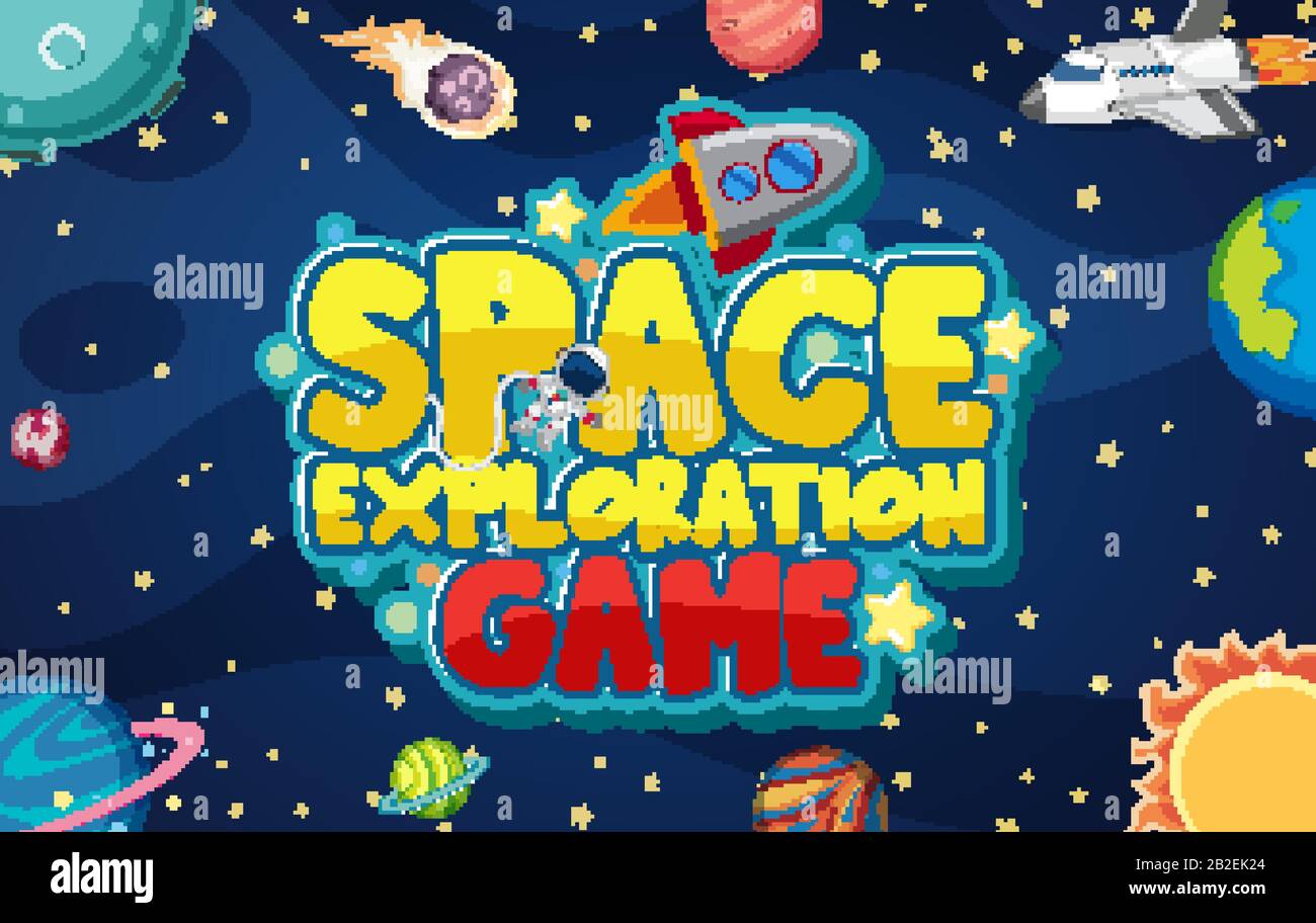 Space exploration game design with planets in the galaxy illustration ...