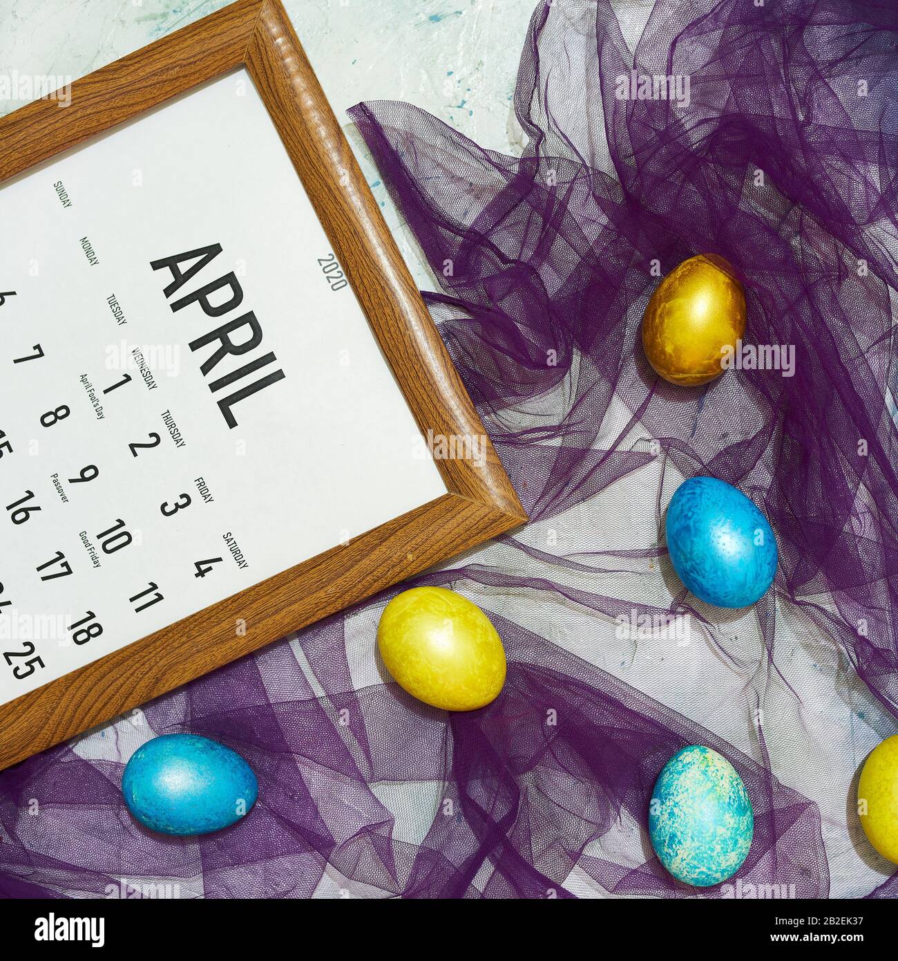 Monthly April 2020 calendar with colorful decorated Easter eggs. View ...