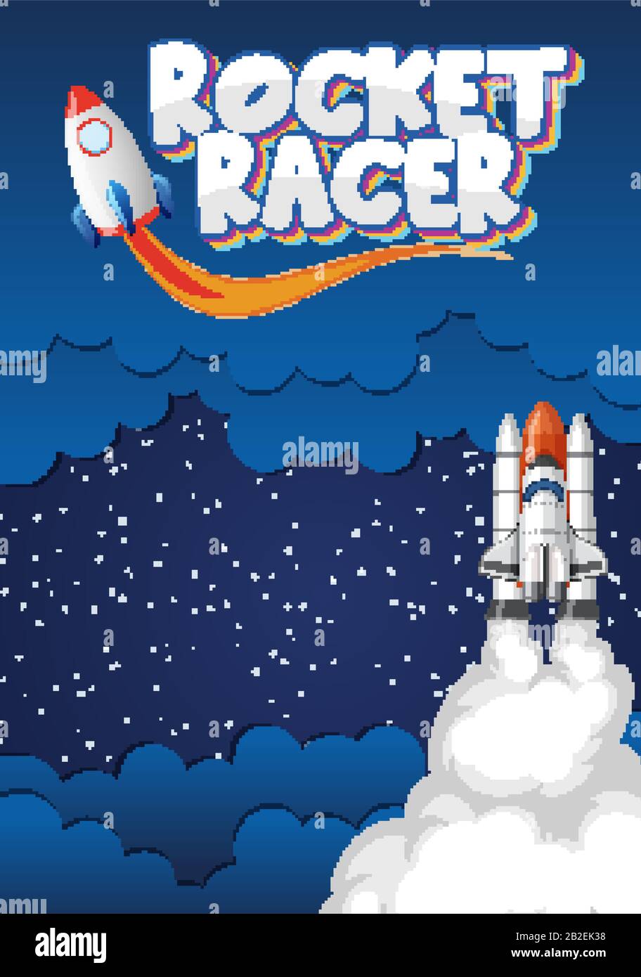 Poster design with rocket ships in the space background illustration ...