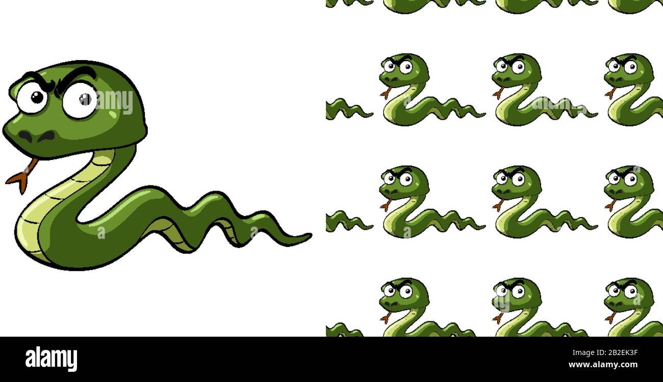 Seamless background design with green snake illustration Stock Vector ...
