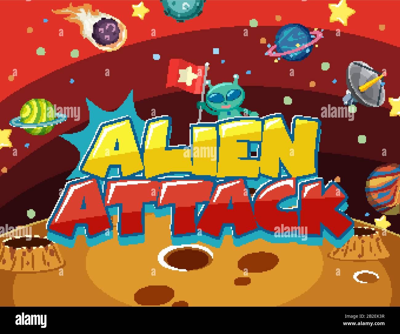 Poster design with alien and many planets in space background ...
