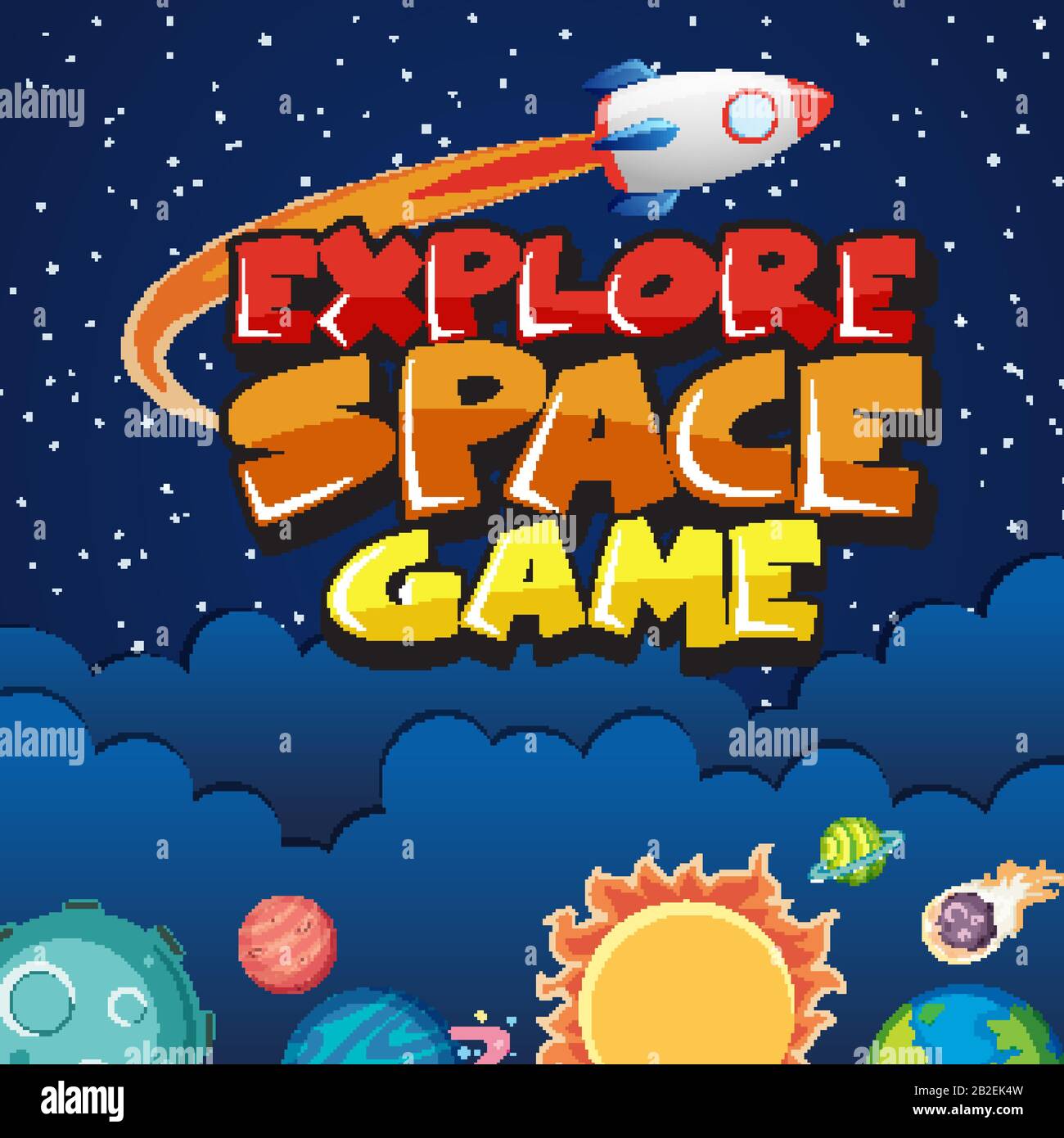 Poster design with spaceship and many planets in space background ...