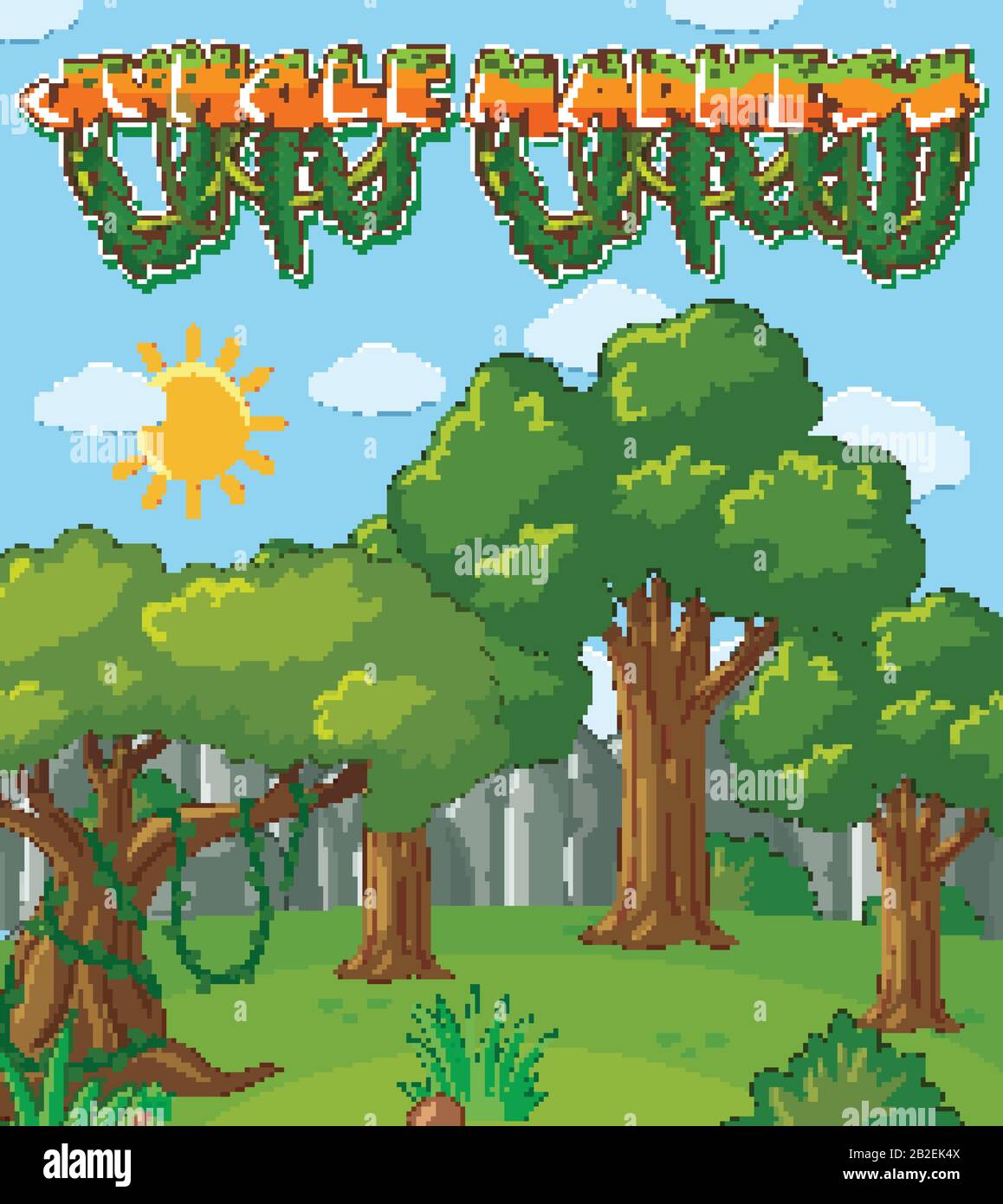 Background design with trees in forest background illustration Stock ...