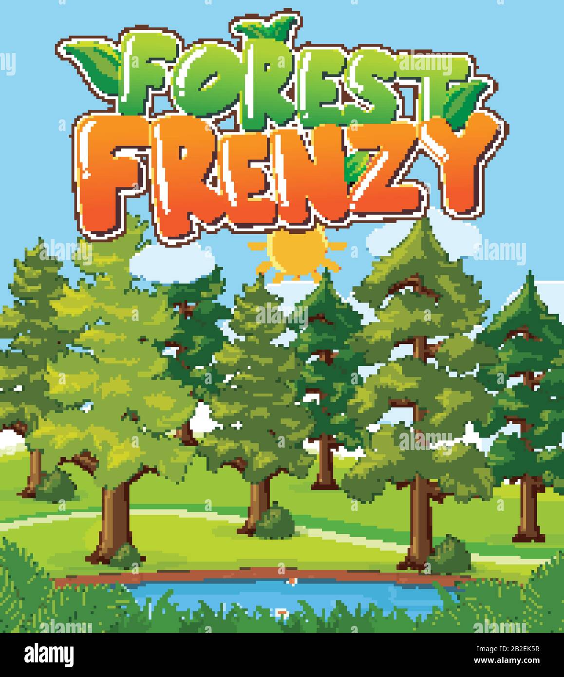 Scene with word related to nature and forest background illustration ...