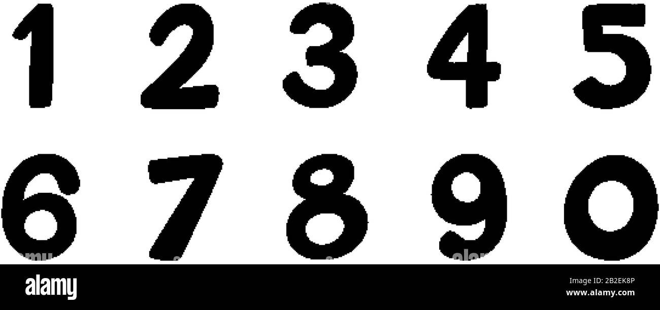 Font design for number one to zero on white background illustration ...