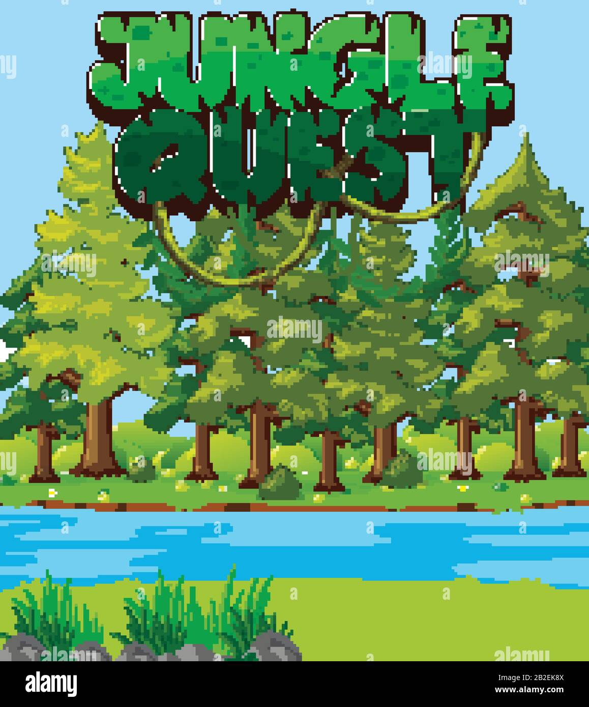 Scene with word related to nature and forest background illustration ...