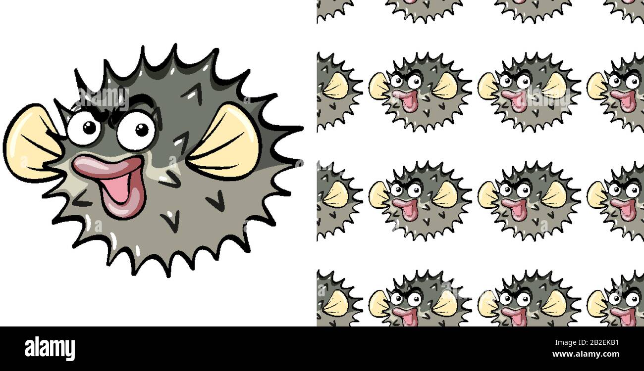 Seamless background design with puffer fish illustration Stock Vector ...