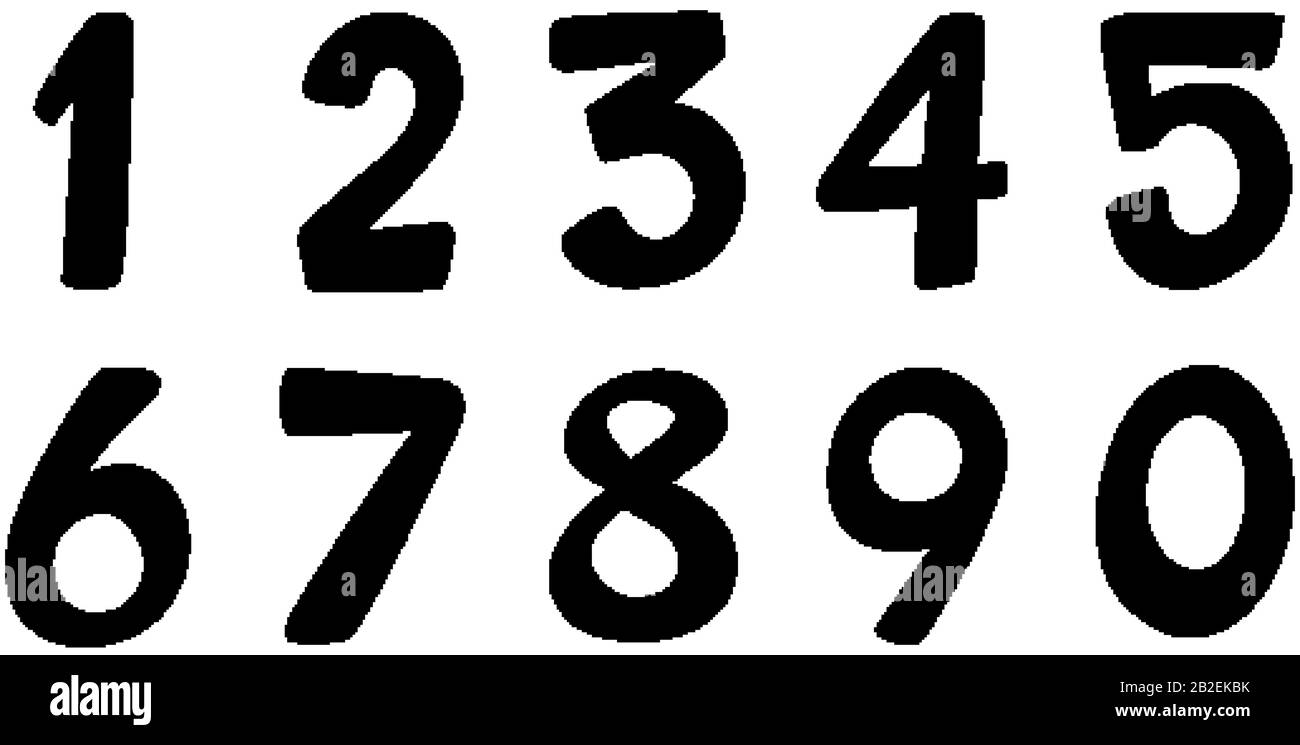 Font design for number one to zero on white background illustration ...