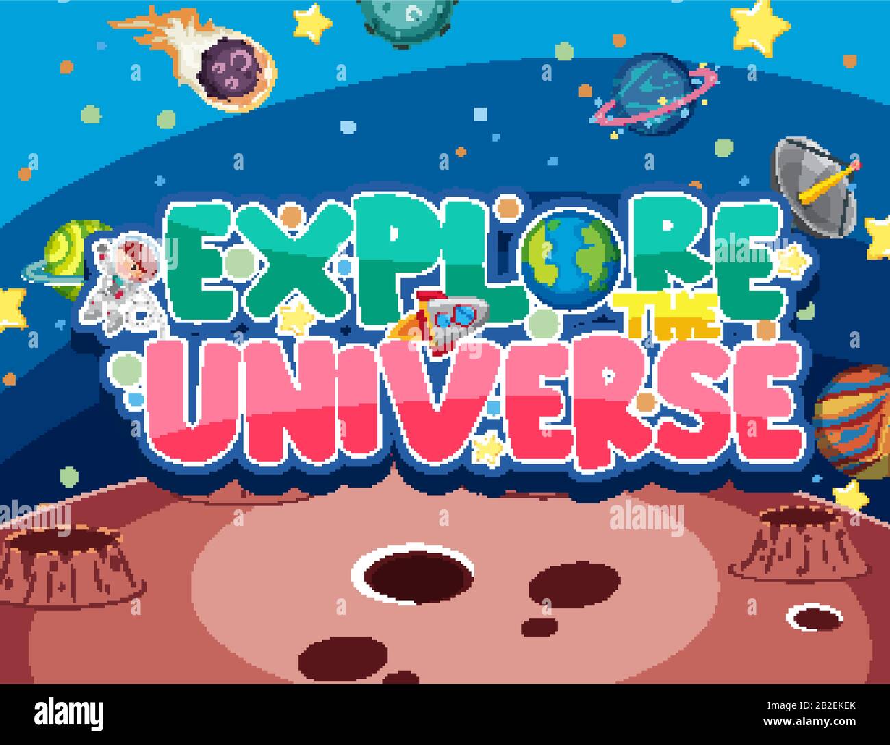 Poster design with astronaut and many planets in the space background ...