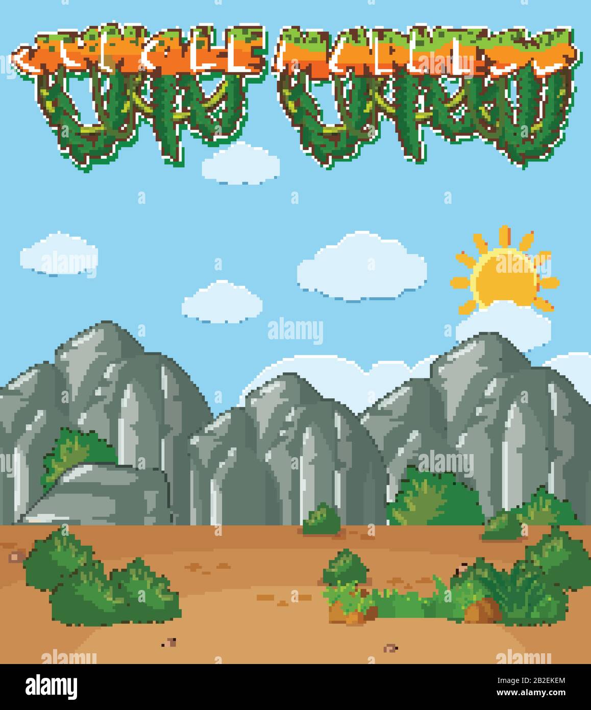 Poster design with empty field and rocky mountain background ...