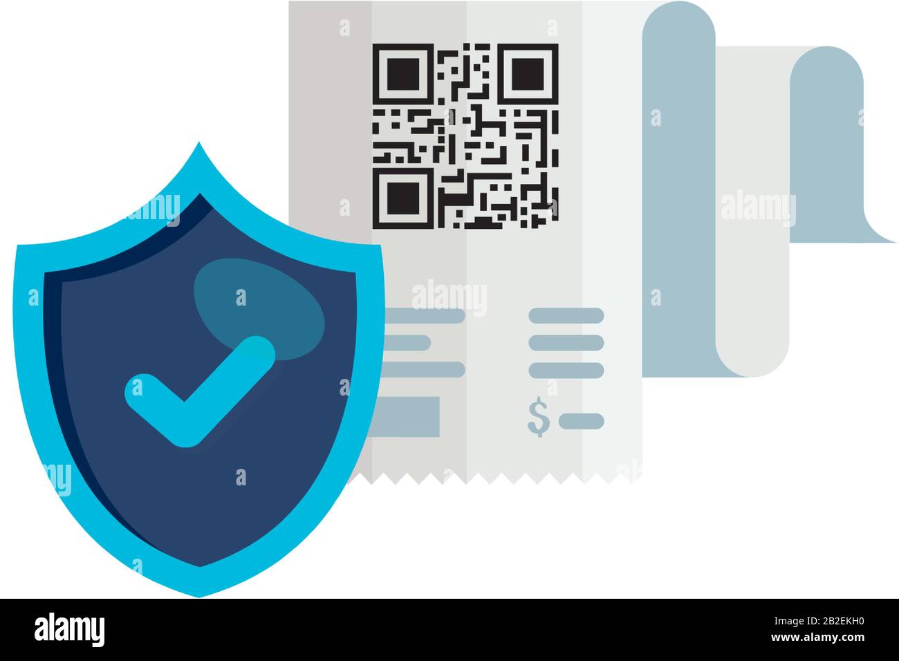qr code receipt paper and shield vector design Stock Vector Image & Art ...