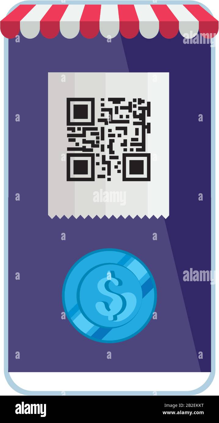 qr code and coin inside smarpthone vector design Stock Vector Image ...
