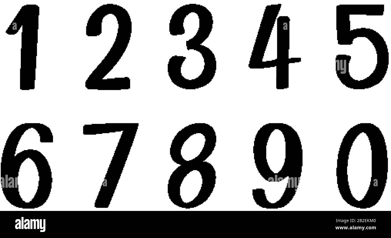 Font design for number one to zero on white background illustration ...