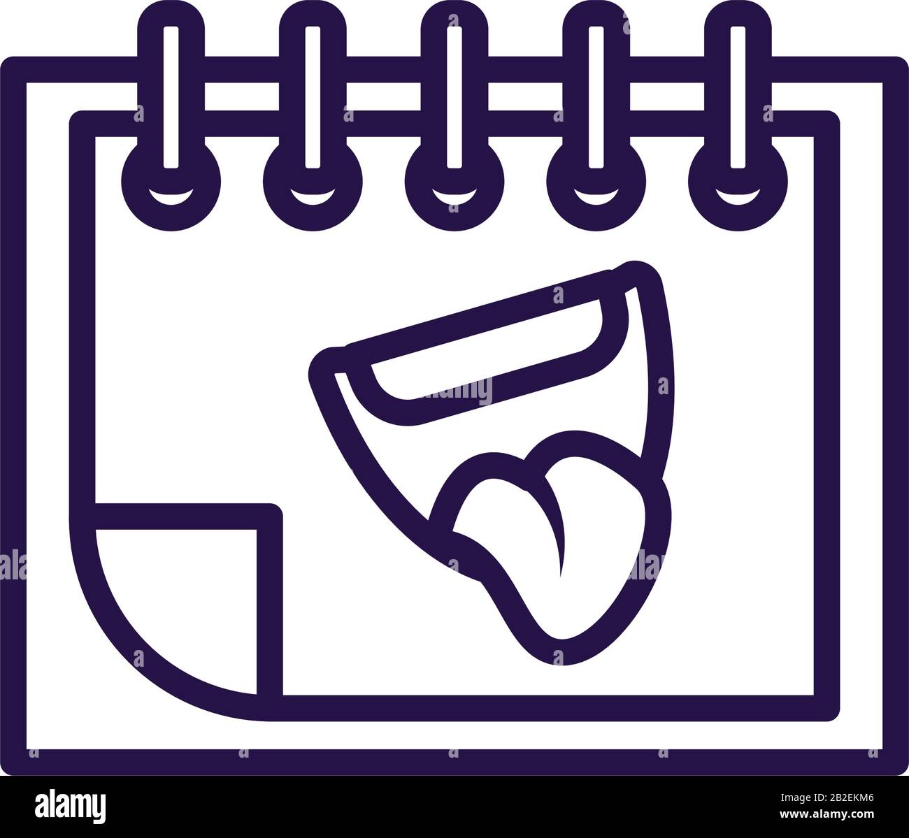 calendar with cartoon mouth over white background, line style icon ...