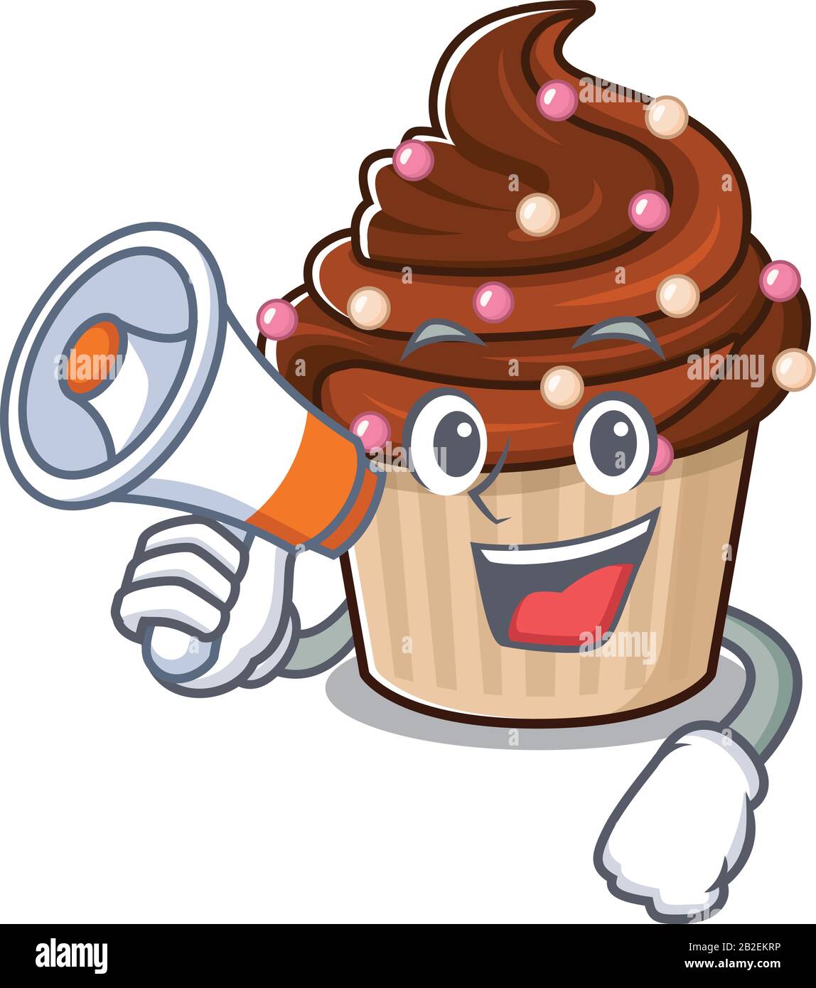 A mascot of chocolate cupcake speaking on a megaphone Stock Vector ...