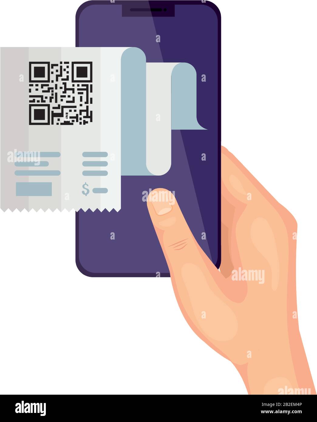 qr code paper and hand holding smartphone vector design Stock Vector ...