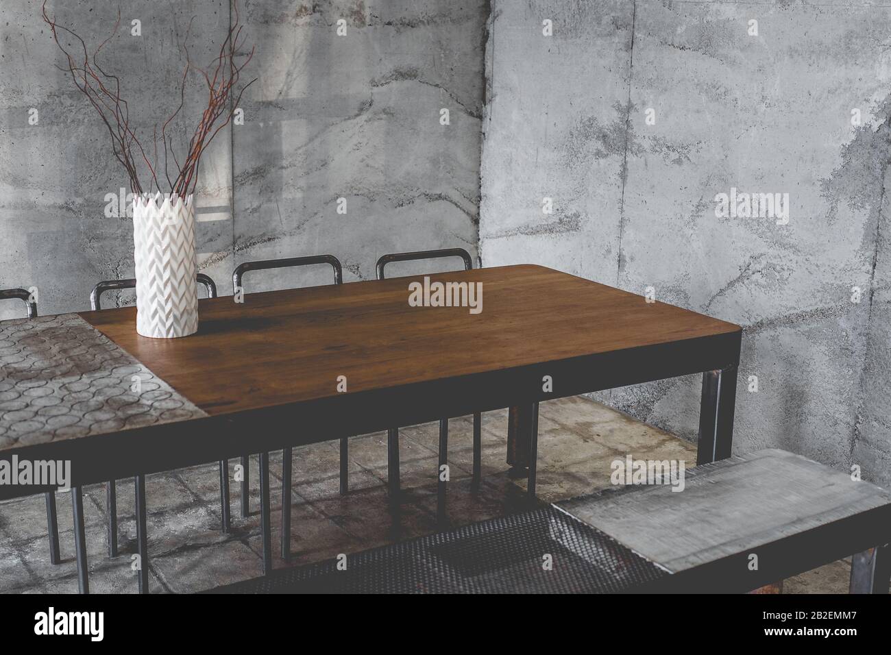 Layout in a loft style in dark colors open space interior view of ...