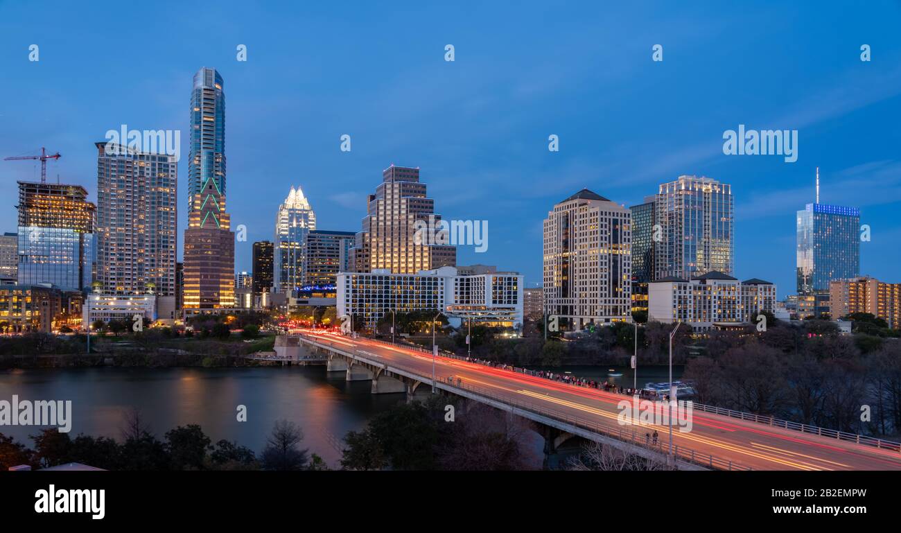 View of Downtown Austin Skyline At Dawn From Roof Top Stock Photo - Alamy