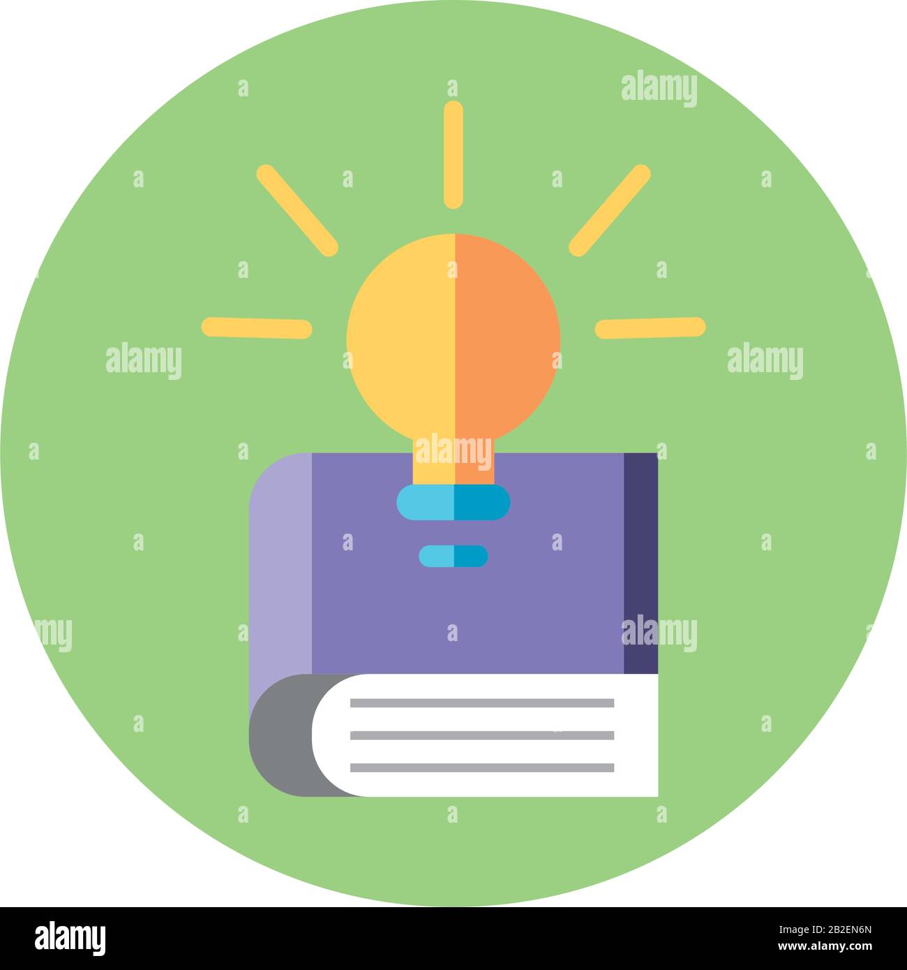 book with light bulb over white background, block style icon, vector ...