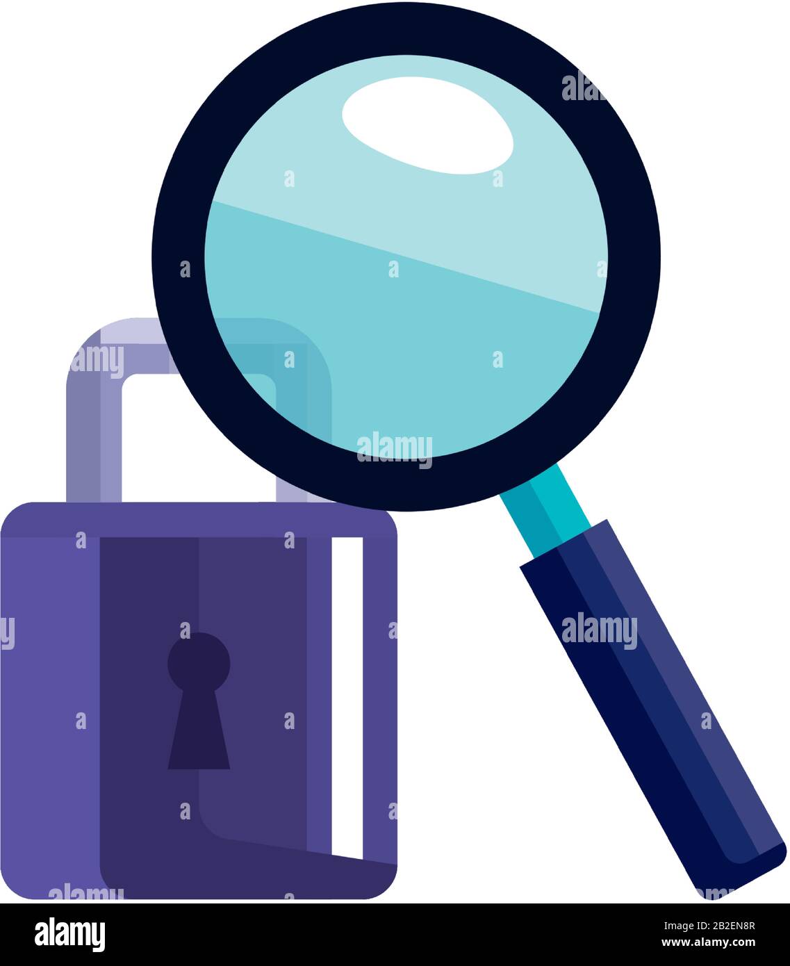 Padlock and lupe of security system vector design Stock Vector Image & Art - Alamy