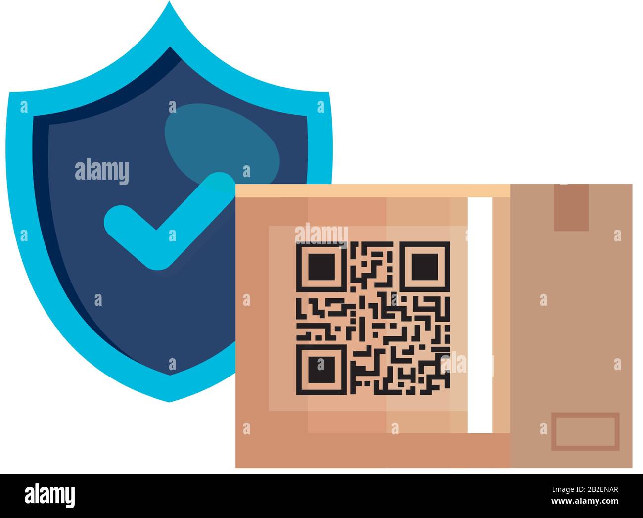 qr code over box and shield vector design Stock Vector Image & Art - Alamy