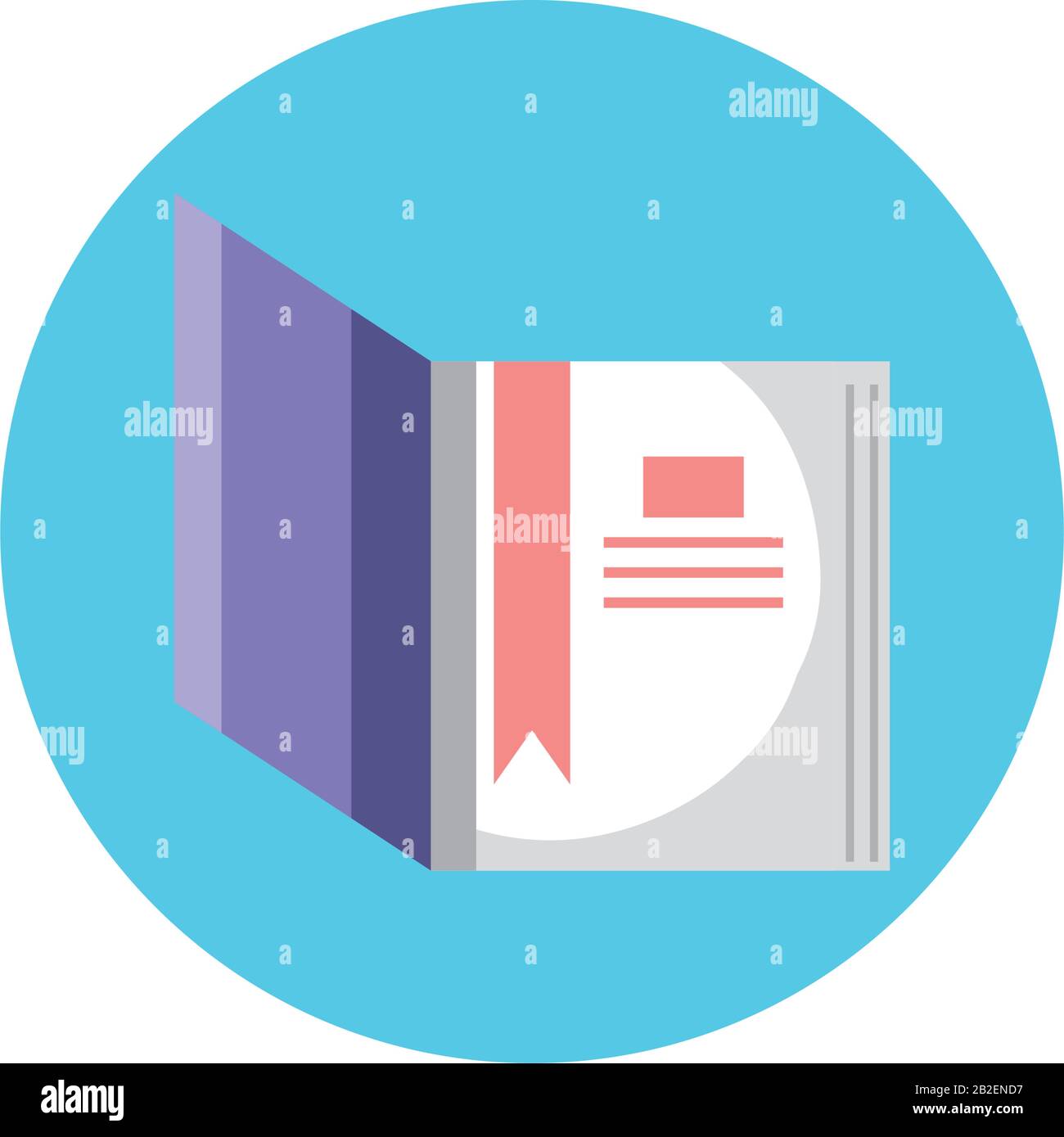 book with cover opened over white background, colorful block style ...