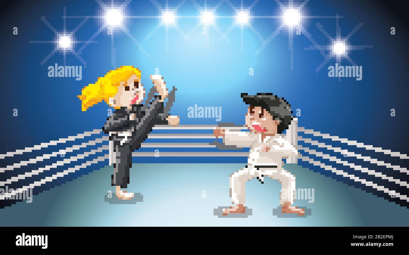 Scene with people fighting in the ring arena illustration Stock Vector ...