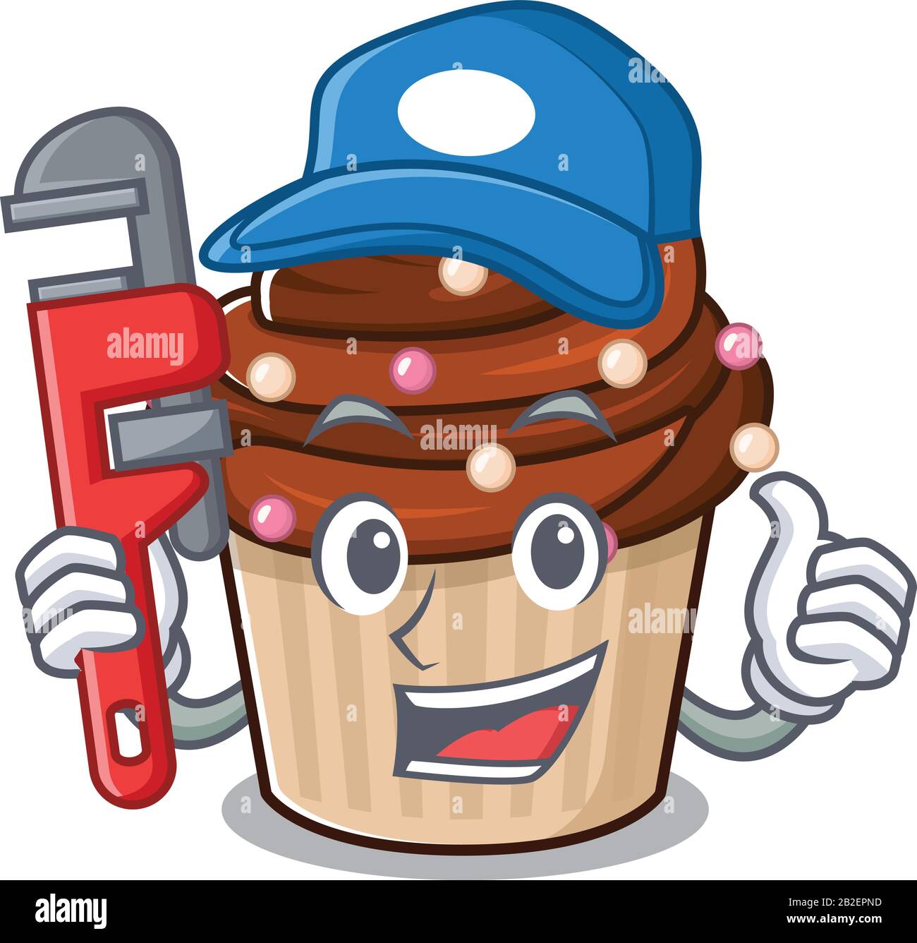 A cute picture of chocolate cupcake working as a Plumber Stock Vector ...
