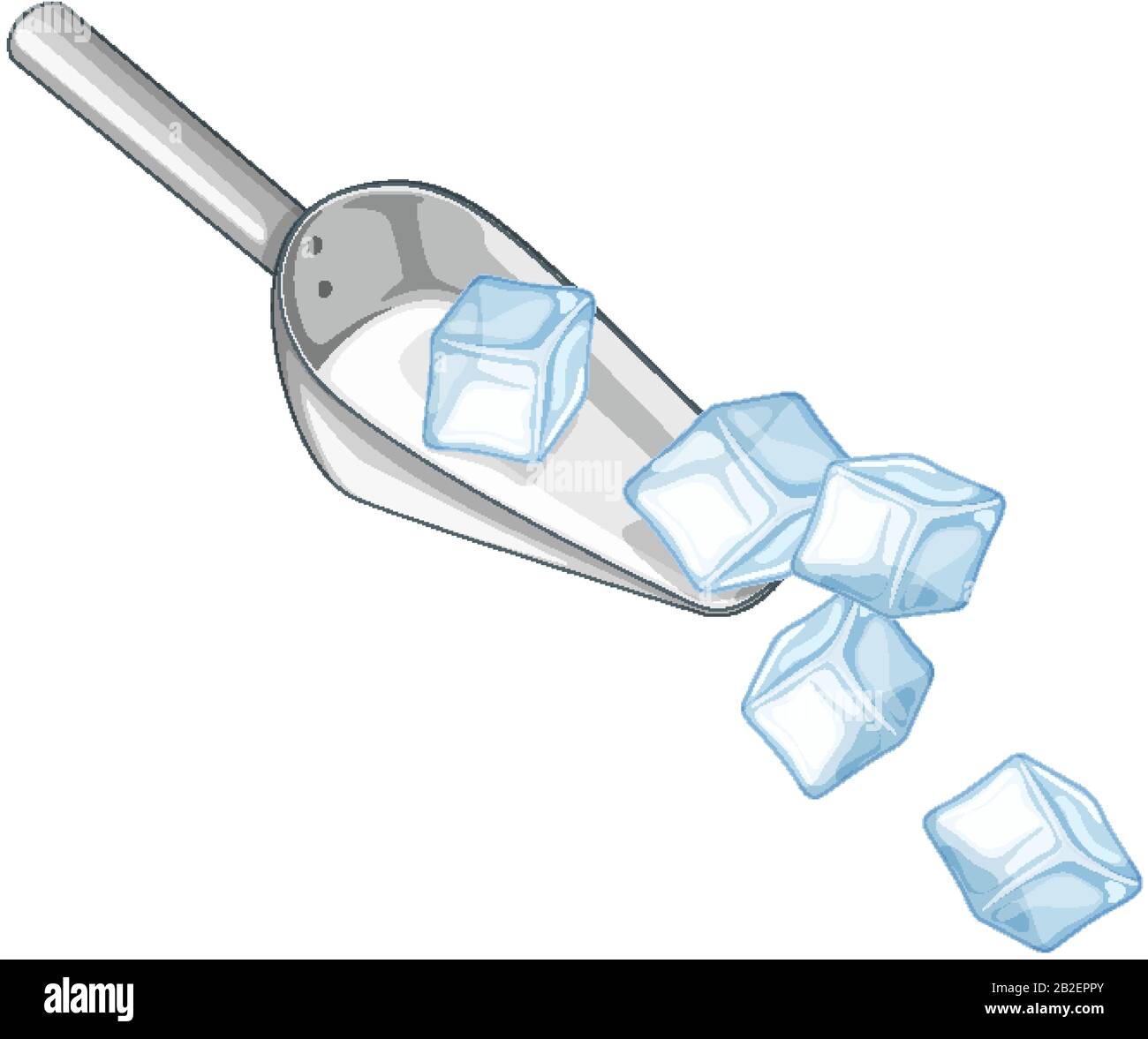 Metal spoon with lots of ice on white background illustration Stock ...