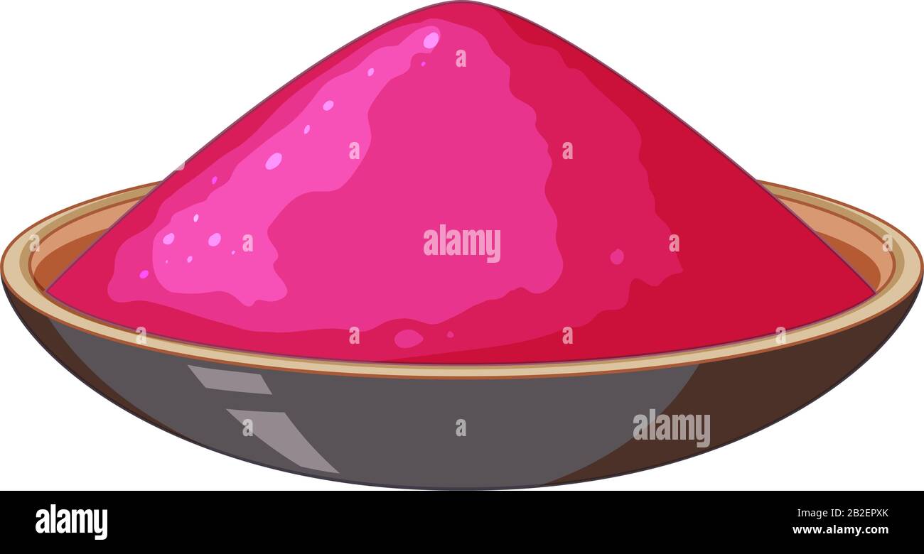 Bowl of pink paint powder on white background illustration Stock Vector ...